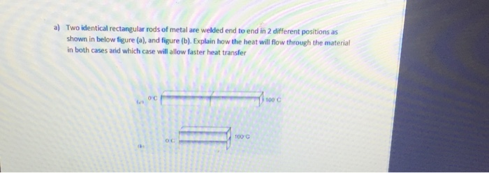 Solved a) Two identical rectangular rods of metal are welded | Chegg.com