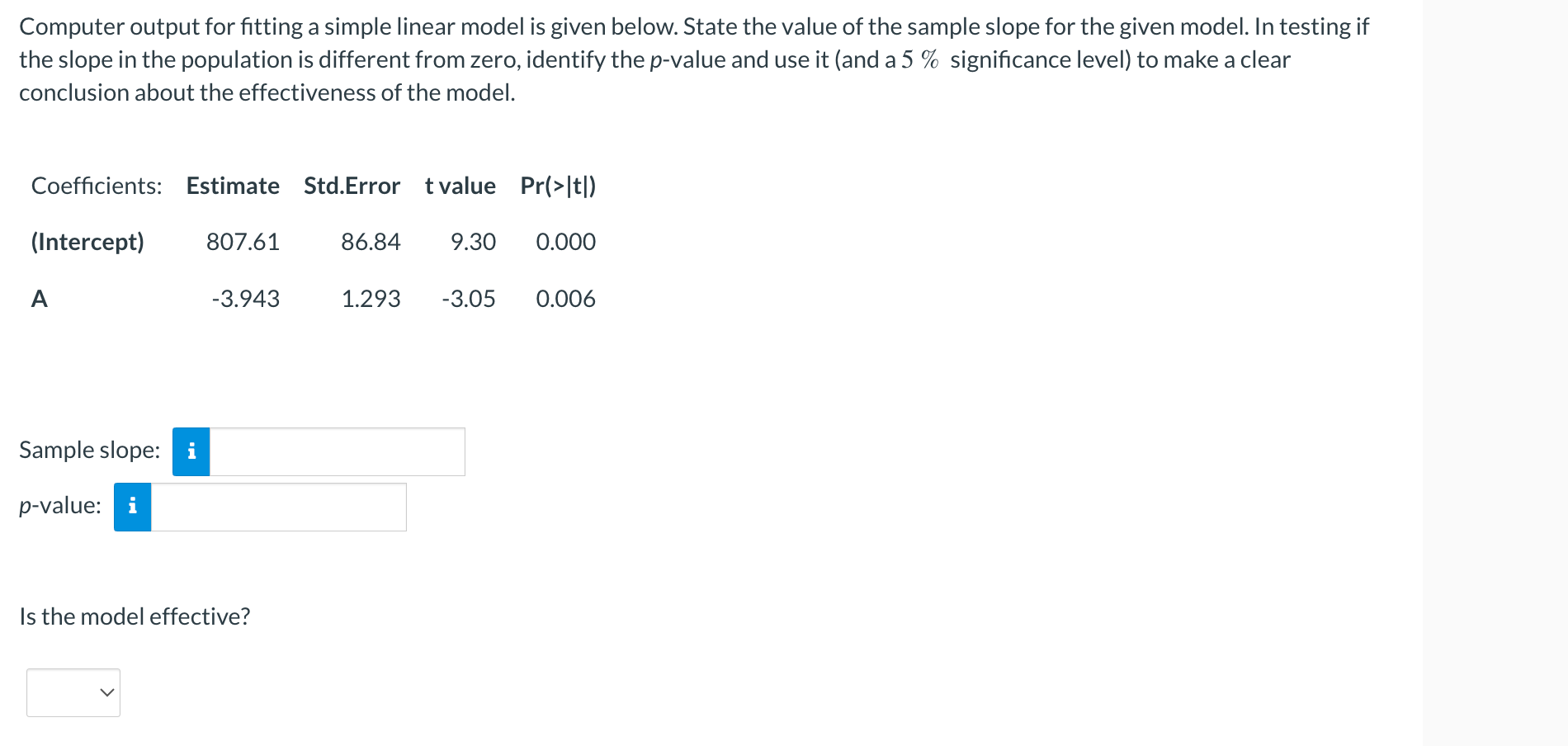 Solved Computer output for fitting a simple linear model is | Chegg.com