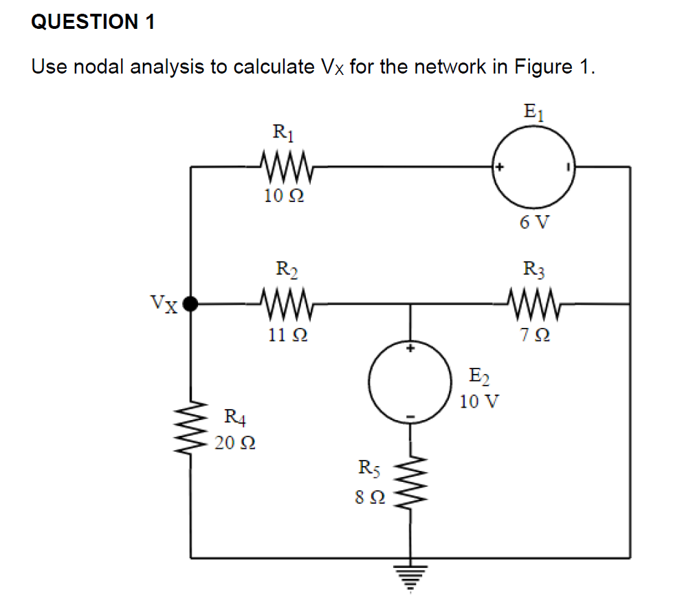 Solved Use nodal analysis to calculate Vx for the network in | Chegg.com