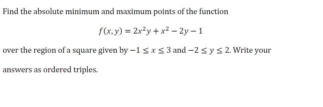 Solved Find the absolute minimum and maximum points of the | Chegg.com
