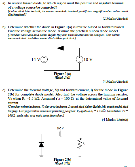 Solved a) In reverse biased diode, to which region must the | Chegg.com