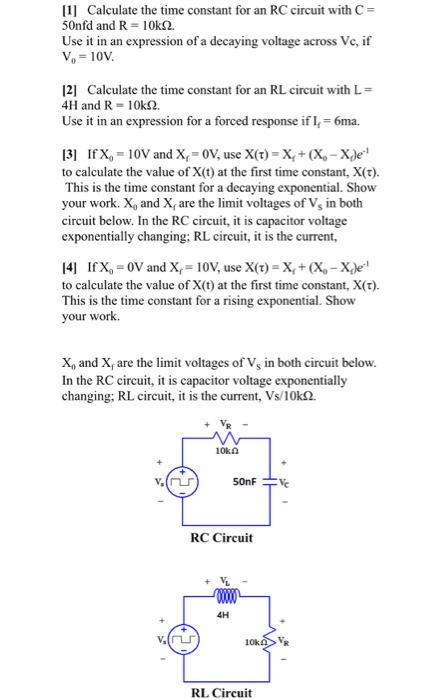 Solved 1 Calculate the time constant for an RC circuit with | Chegg.com