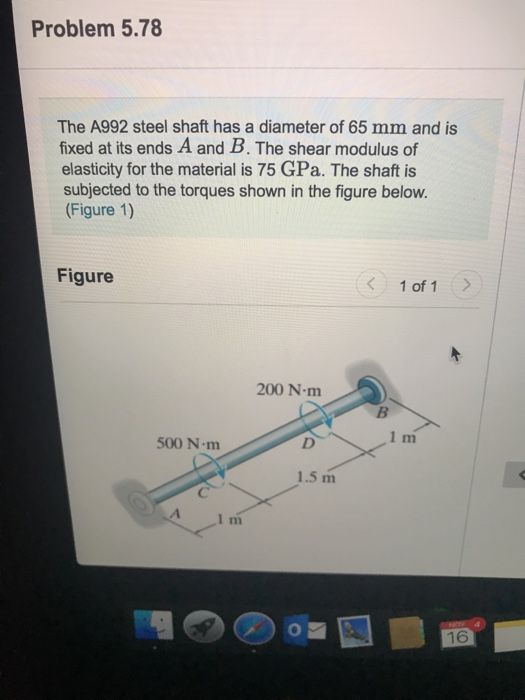 Solved Problem 5.78 The A992 steel shaft has a diameter of | Chegg.com