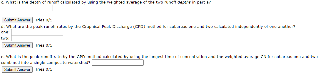 Solved b. What is the depth of runoff calculated by using | Chegg.com