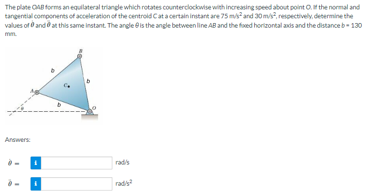 Solved The plate OAB forms an equilateral triangle which | Chegg.com