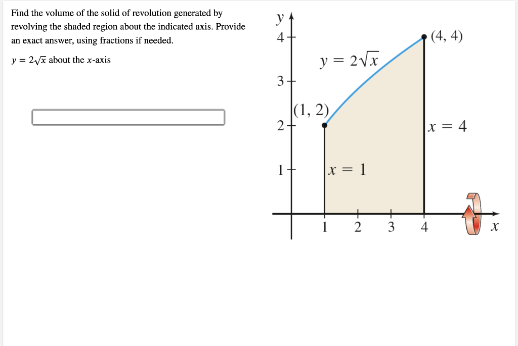 Solved Find the volume of the solid of revolution generated | Chegg.com