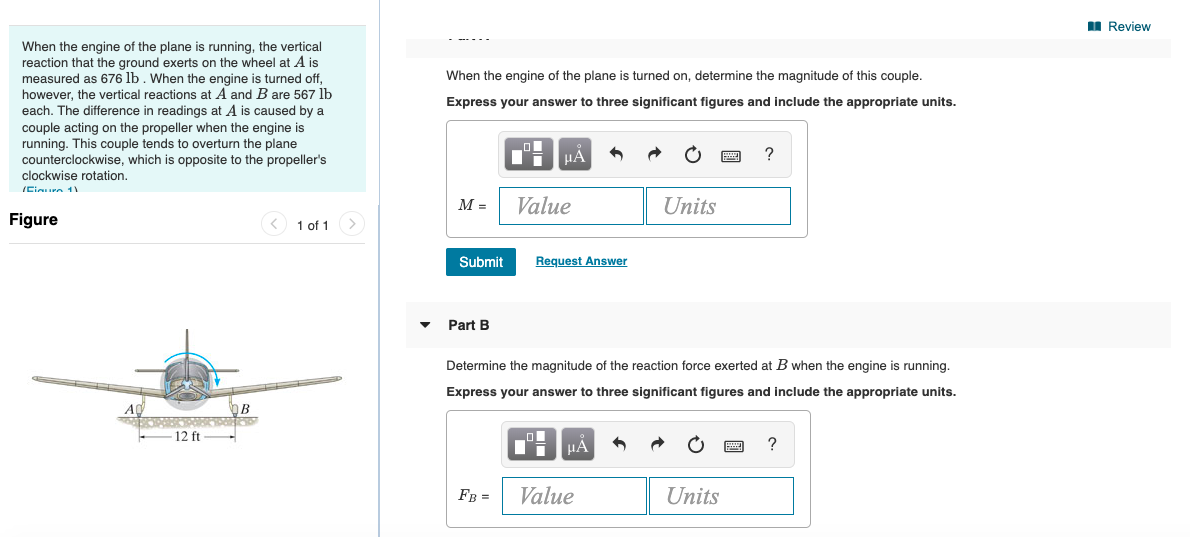 Solved Review When the engine of the plane is turned on, | Chegg.com