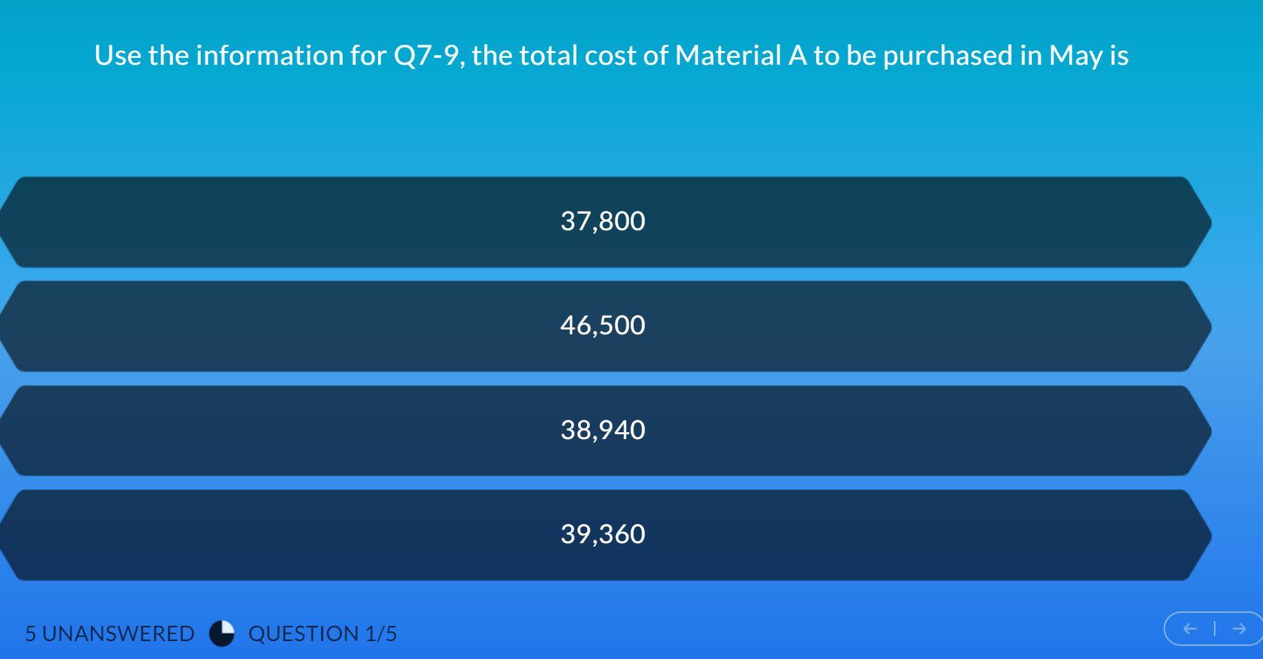 Solved Use the information for Q7−9, the total cost of | Chegg.com