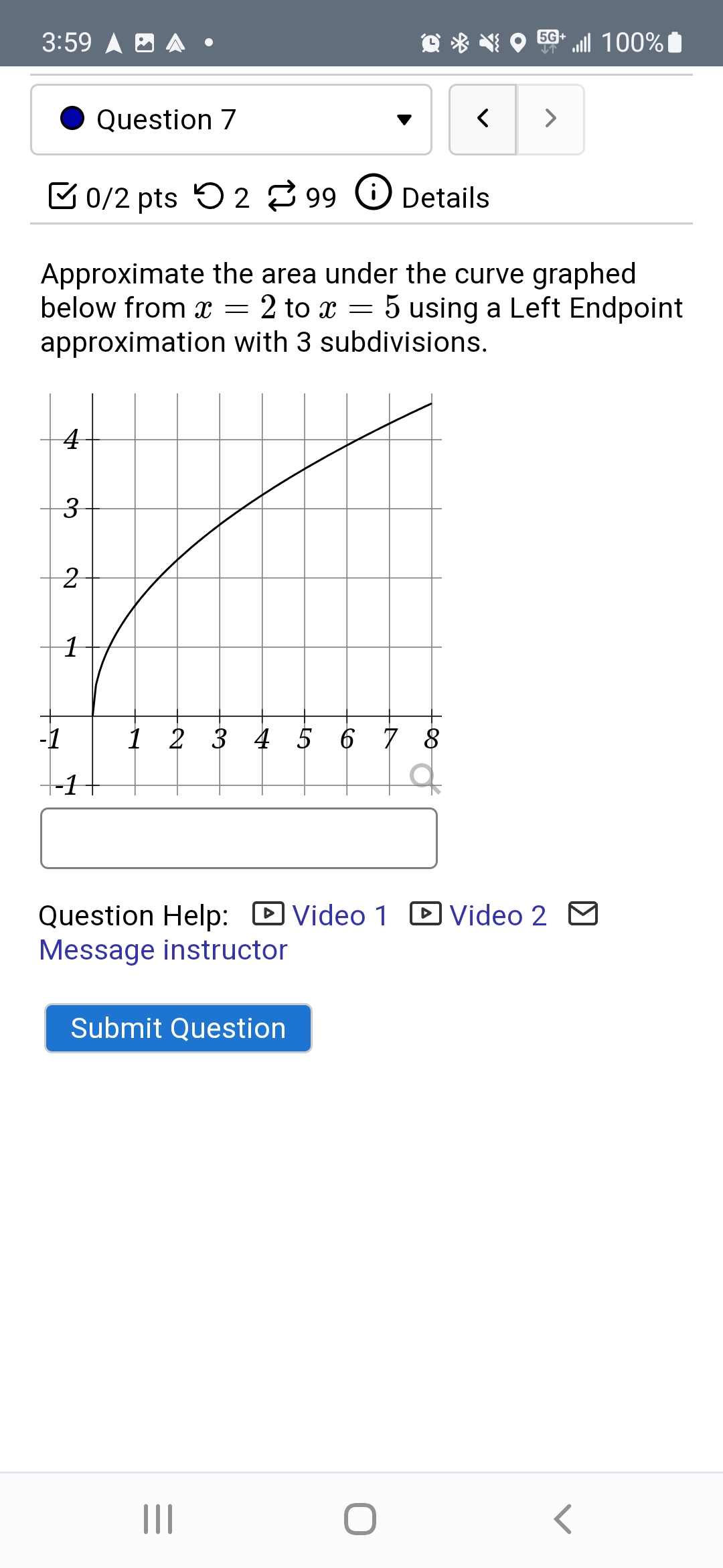 Solved Approximate the area under the curve graphed below | Chegg.com
