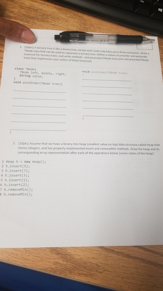 Solved Ade 1. [20pts] A ternary tree is like a binary tree, | Chegg.com