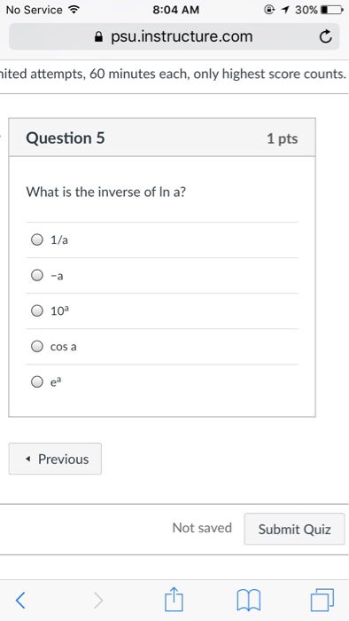 Solved 8:04 AM e psu.instructure.com ited attempts, 60 | Chegg.com