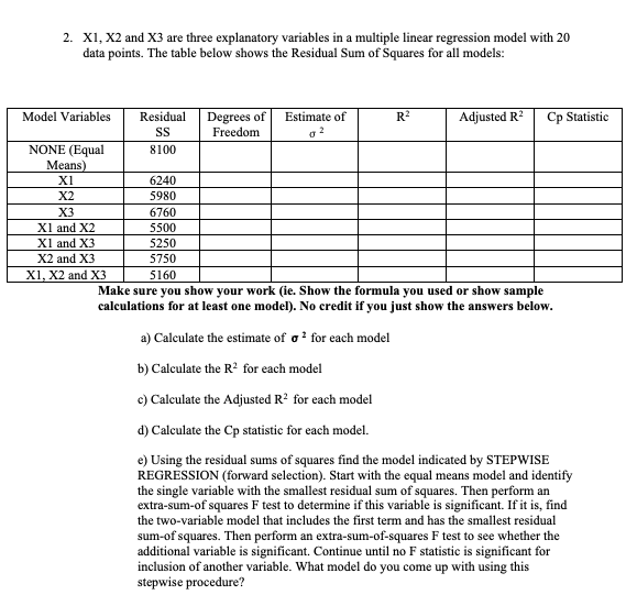 Solved 2 X1x2 And X3 Are Three Explanatory Variables In A 
