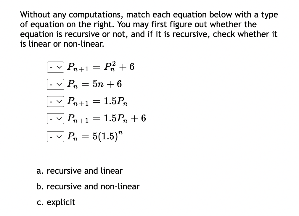 Solved Without any computations, match each equation below | Chegg.com