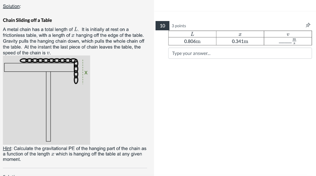 Solved Chain Sliding off a Table A metal chain has a total | Chegg.com