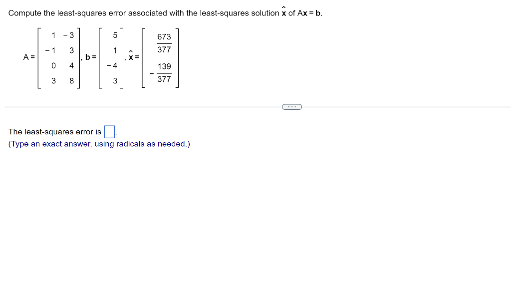 Solved Compute the least-squares error associated with the | Chegg.com