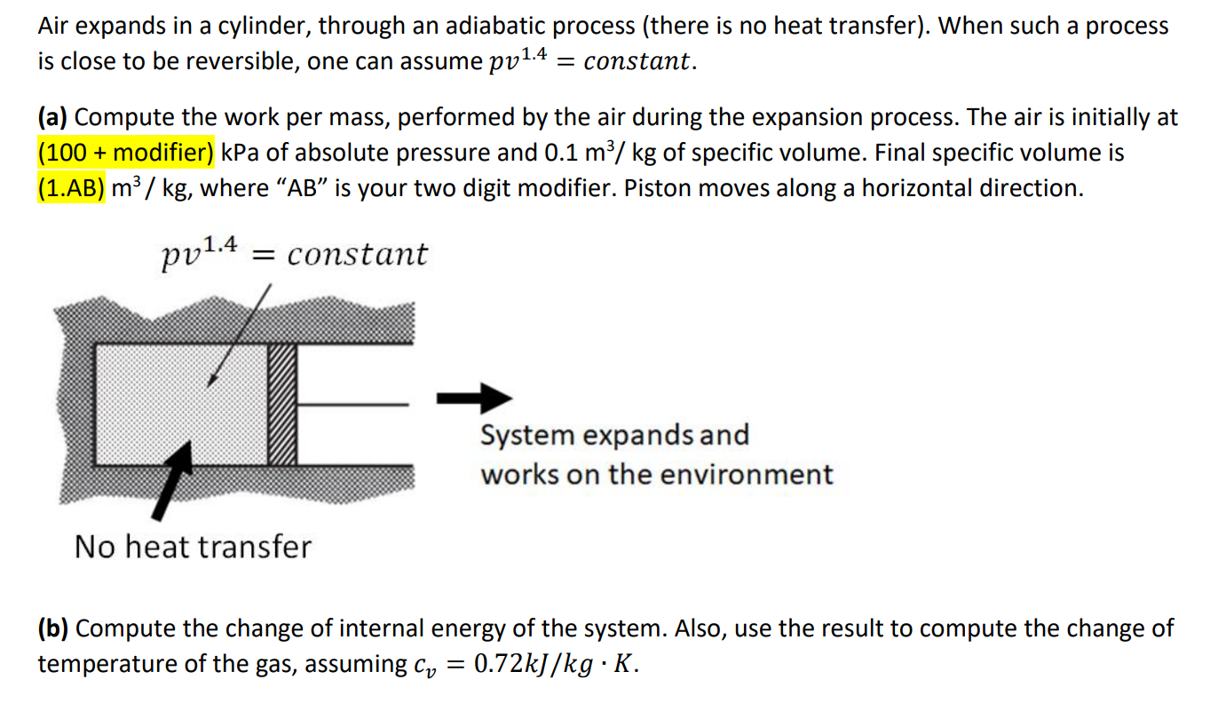 Solved Air expands in a cylinder, through an adiabatic | Chegg.com