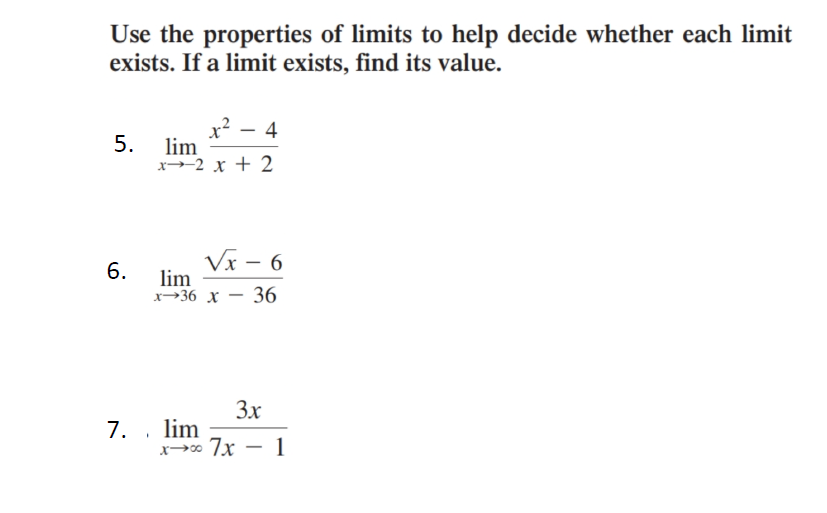 Solved Use the properties of limits to help decide whether | Chegg.com