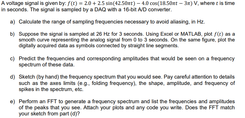 Solved voltage signal is given by: | Chegg.com