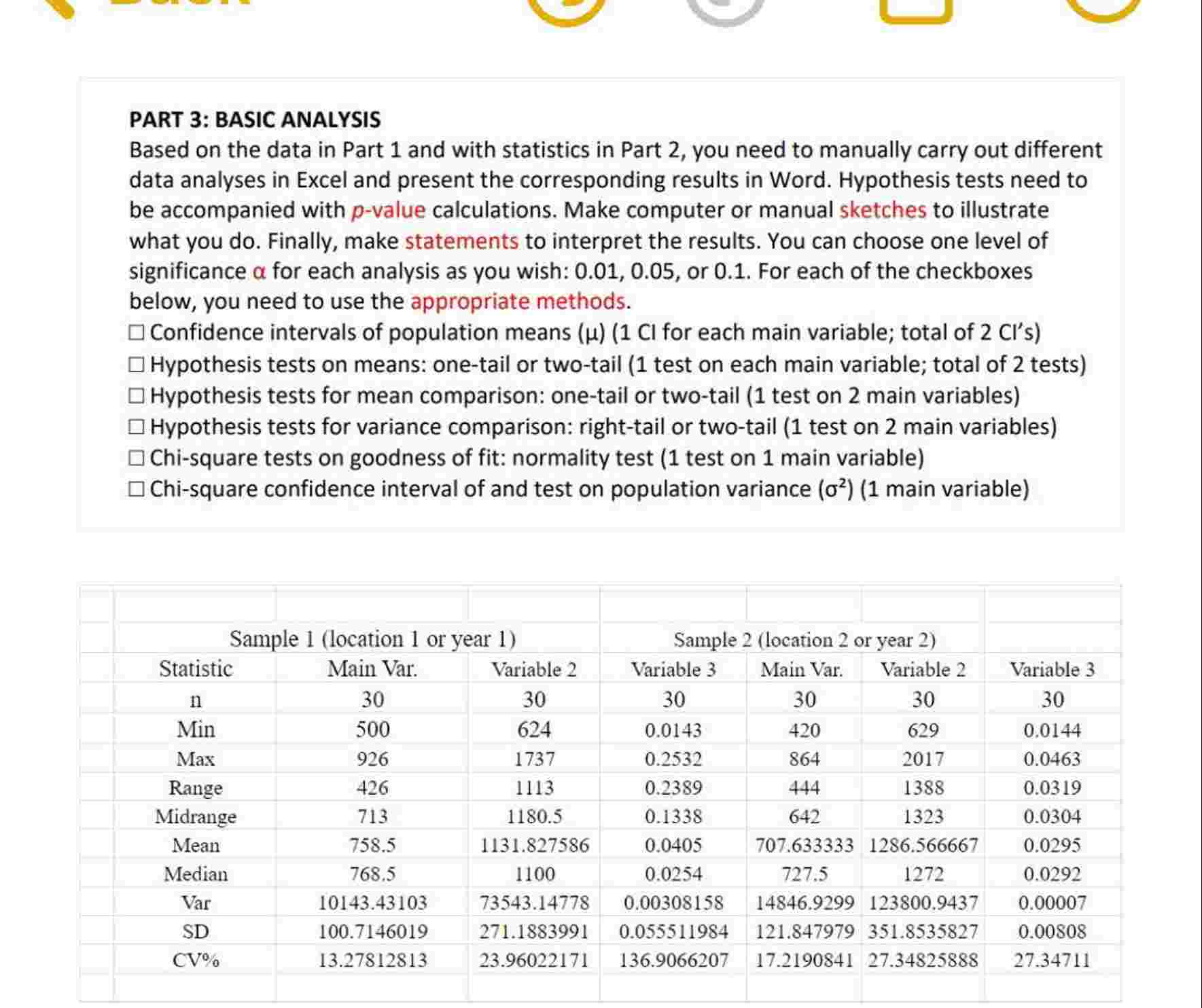 Solved PART 3: BASIC ANALYSISBased on the data in Part 1 | Chegg.com