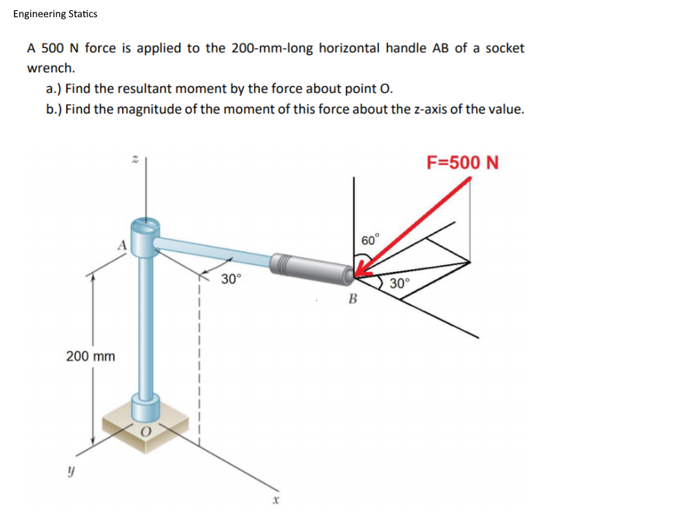 Solved Engineering Statics A 500 N force is applied to the | Chegg.com