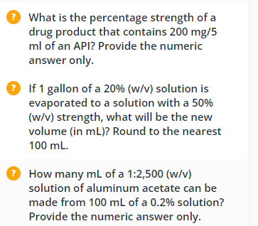Solved What is the percentage strength of a drug product | Chegg.com