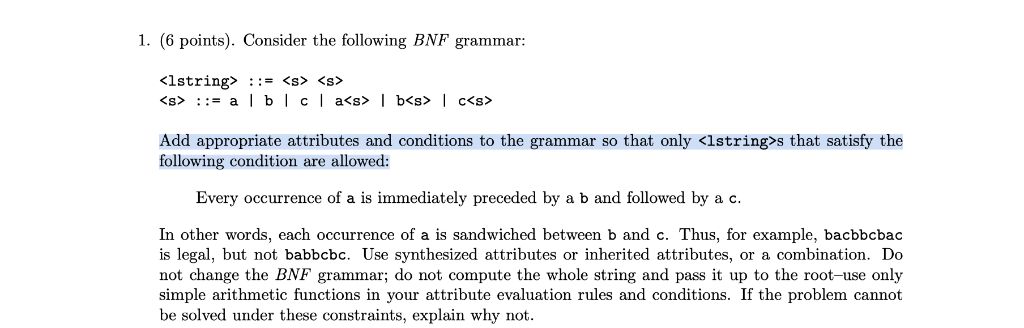 1. (6 points). Consider the following BNF grammar Add | Chegg.com