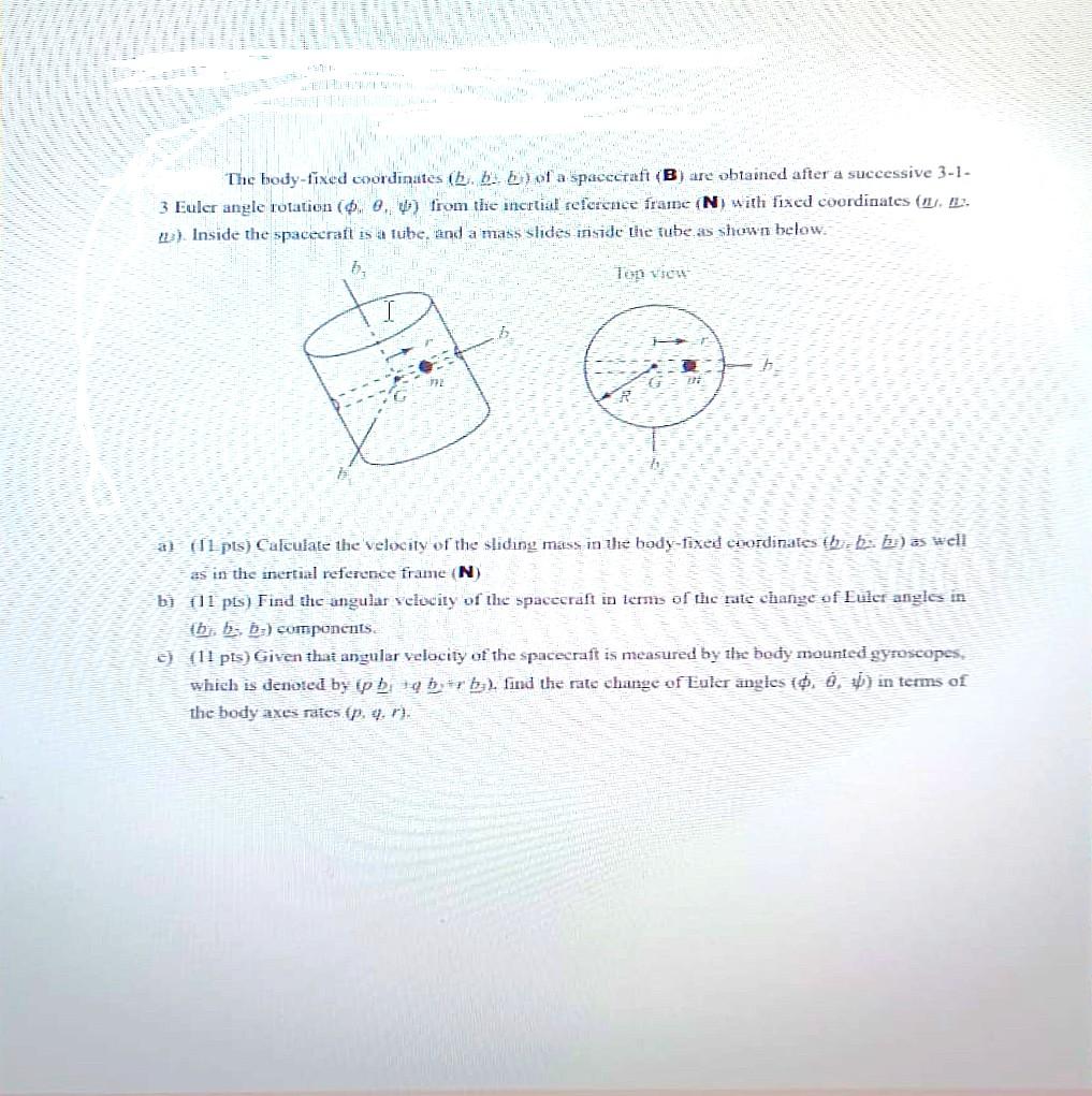 The body-fixed coordinates (b. by E) of a spacecraft | Chegg.com