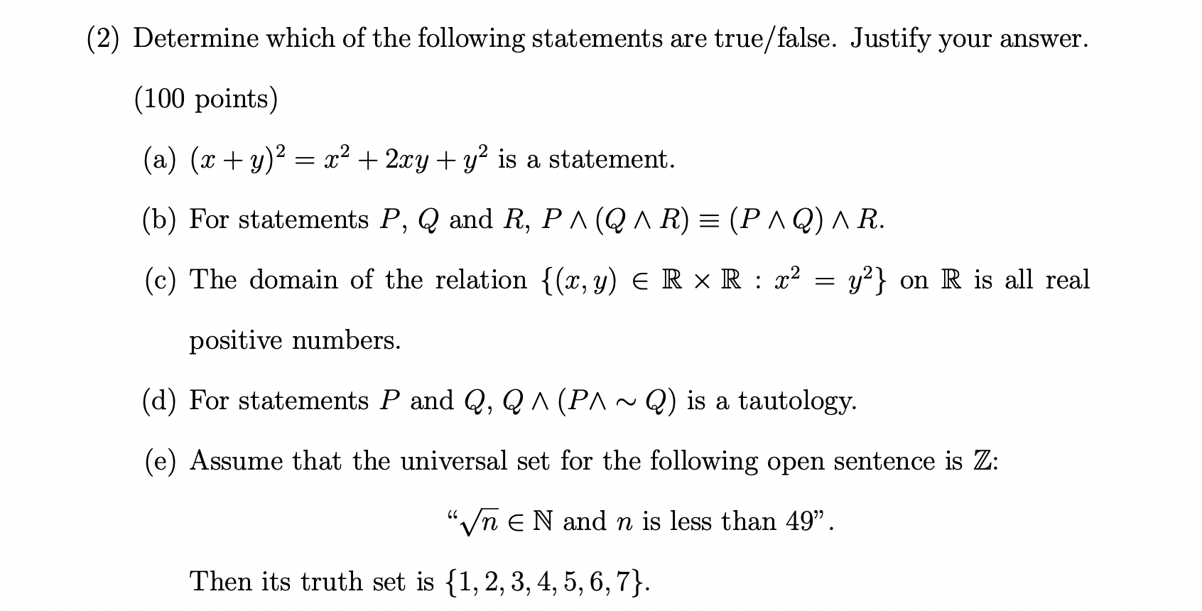 Solved 2) Determine which of the following statements are | Chegg.com