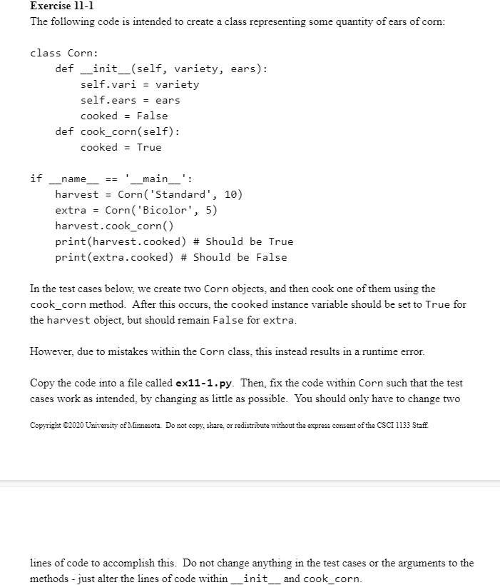 Solved The following code is intended to create a class | Chegg.com