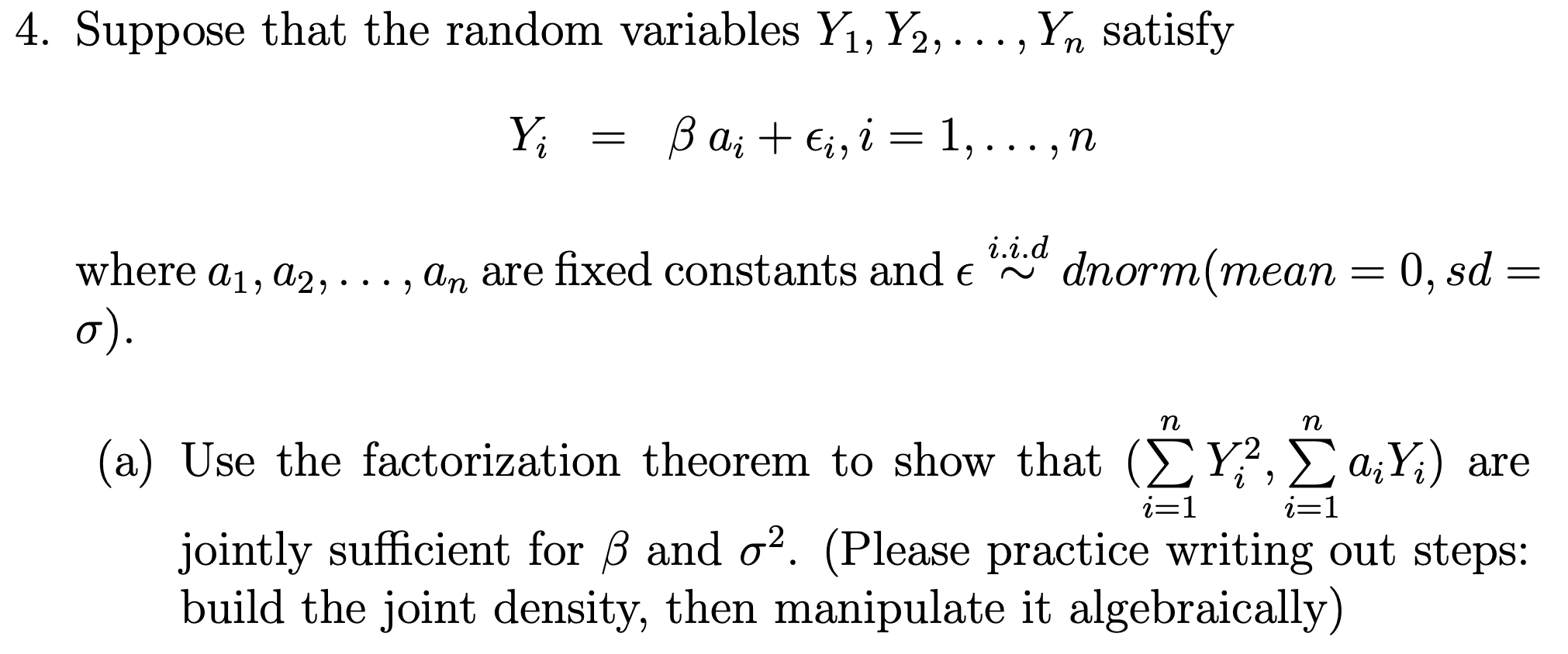 Solved 4. Suppose that the random variables Y1, Y2, ..., Yn | Chegg.com