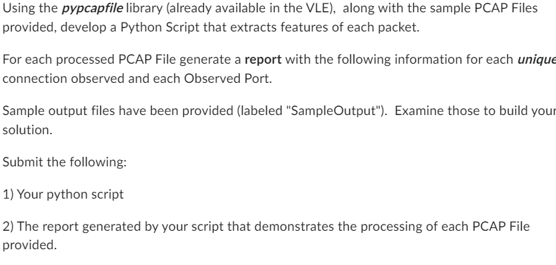 Solved Using the pypcaptile library (already available in | Chegg.com