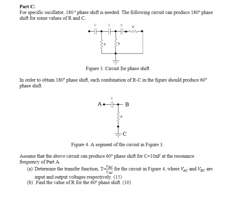 Solved Part C: For specific oscillator, 180° phase shift is | Chegg.com