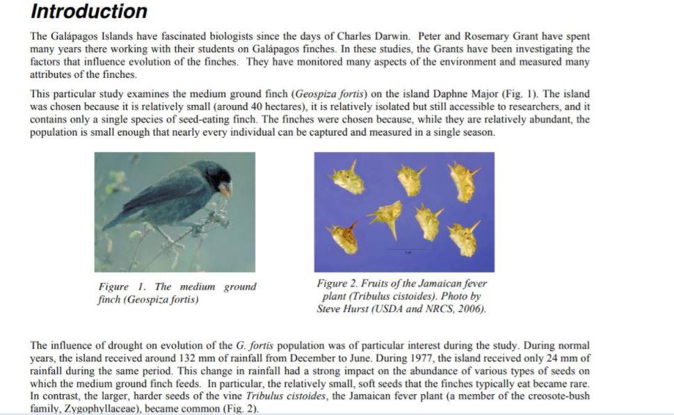 Solved Introduction The Galápagos Islands have fascinated | Chegg.com