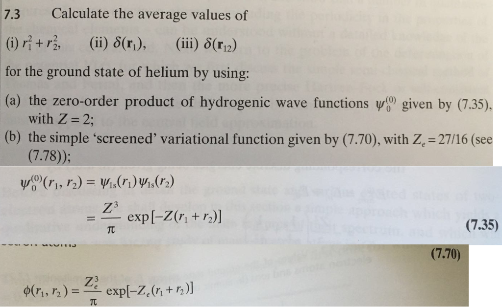 Solved 7.3 Calculate the average values of () ri+r ii) (). | Chegg.com