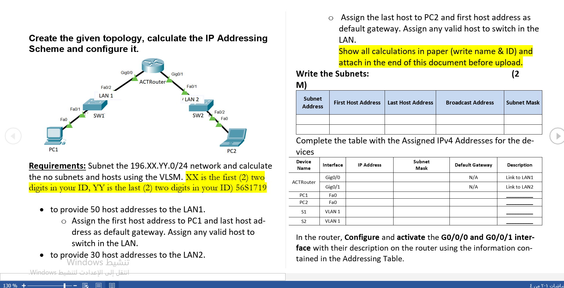 Solved Create the given topology, calculate the IP | Chegg.com