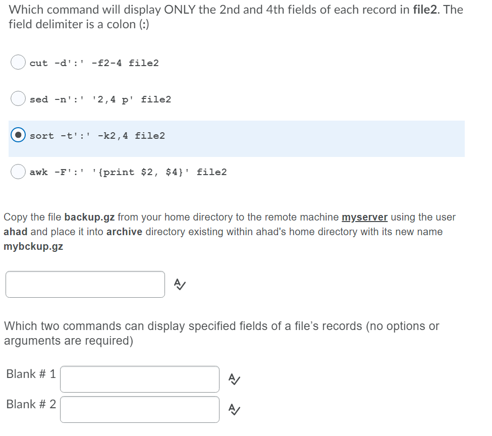 Solved Which command will display ONLY the 2nd and 4th | Chegg.com