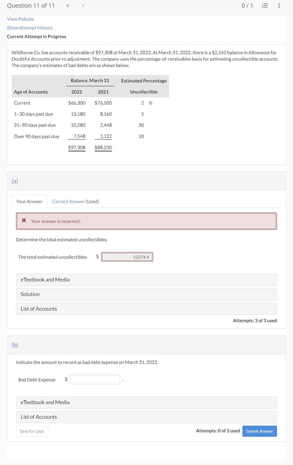 Solved Show Attempt History Current Attempt in Progress | Chegg.com