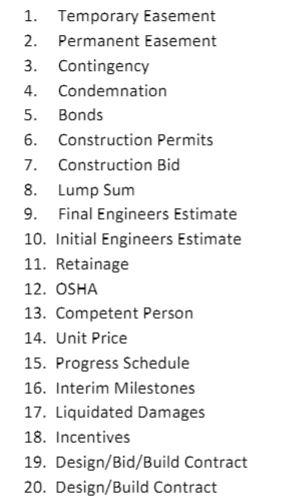 Solved 1. Temporary Easement 2. Permanent Easement 3. | Chegg.com