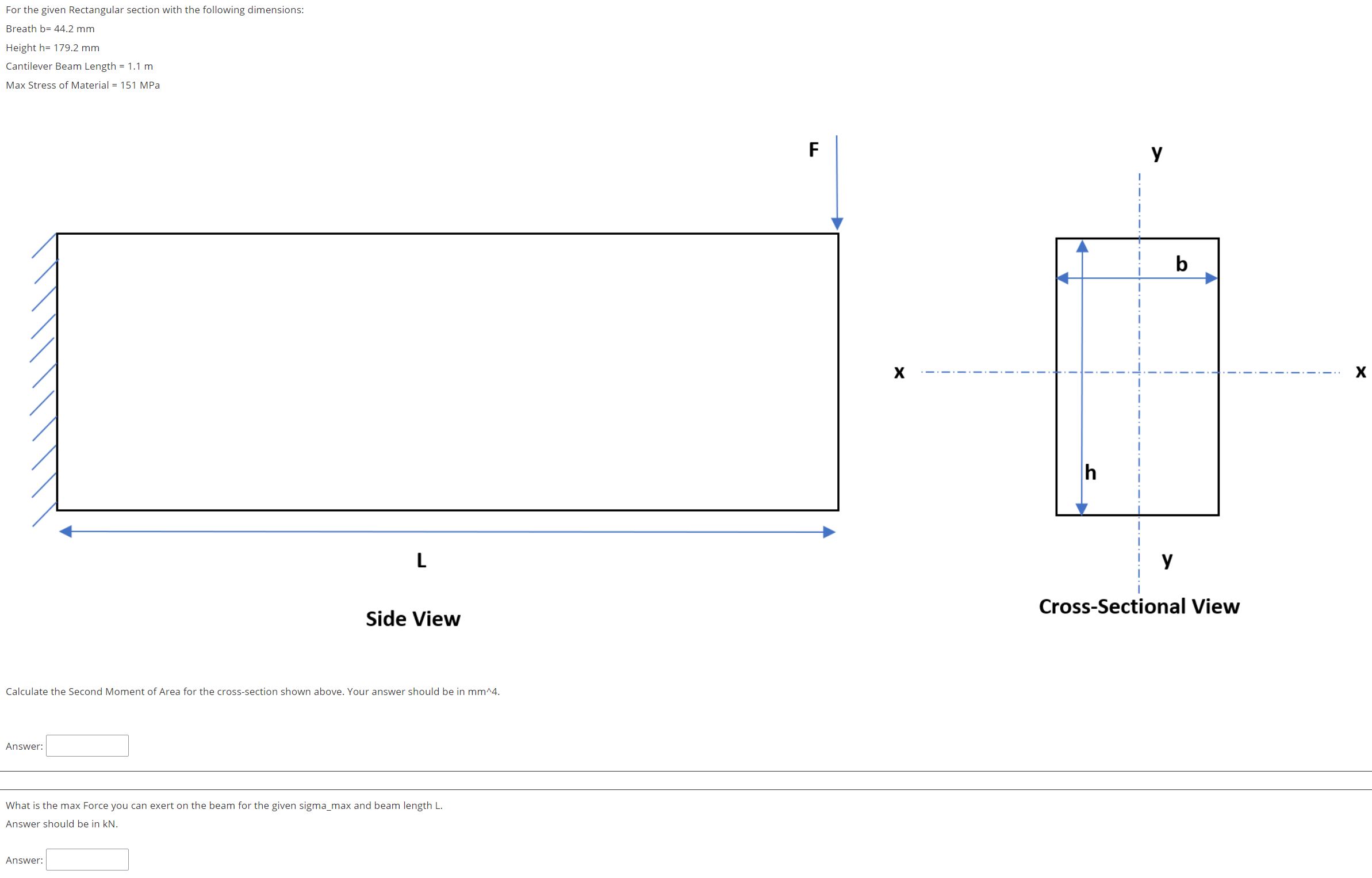 Solved For the given Rectangular section with the following | Chegg.com