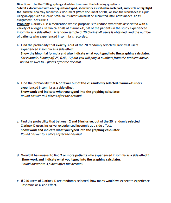 Solved Directions: Use the TI 84 graphing calculator to | Chegg.com