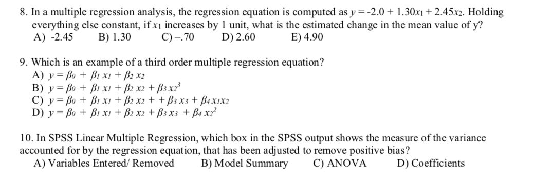 Solved 8. In a multiple regression analysis, the regression | Chegg.com