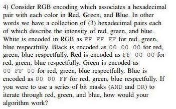 Solved 4) Consider RGB encoding which associates a | Chegg.com