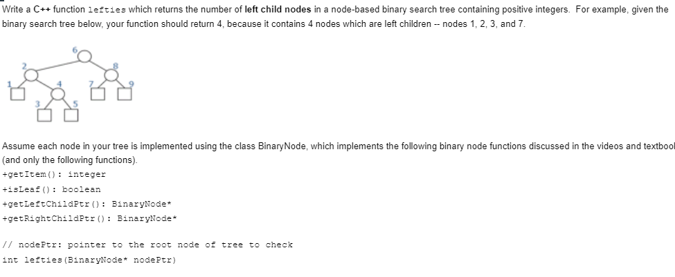 Solved Write a C++ function lefties which returns the number | Chegg.com
