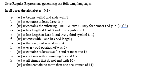 Solved Give Regular Expressions generating the following | Chegg.com