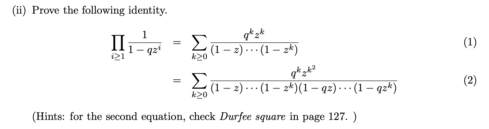 Solved (ii) Prove the following identity. | Chegg.com
