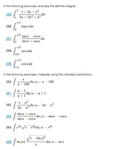 Solved In the following exercises, evaluate the definite | Chegg.com