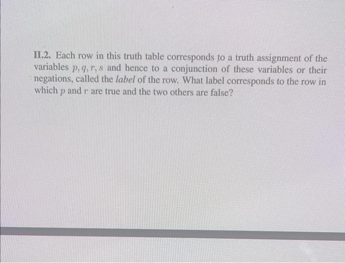 Solved II.2. Each row in this truth table corresponds to a | Chegg.com