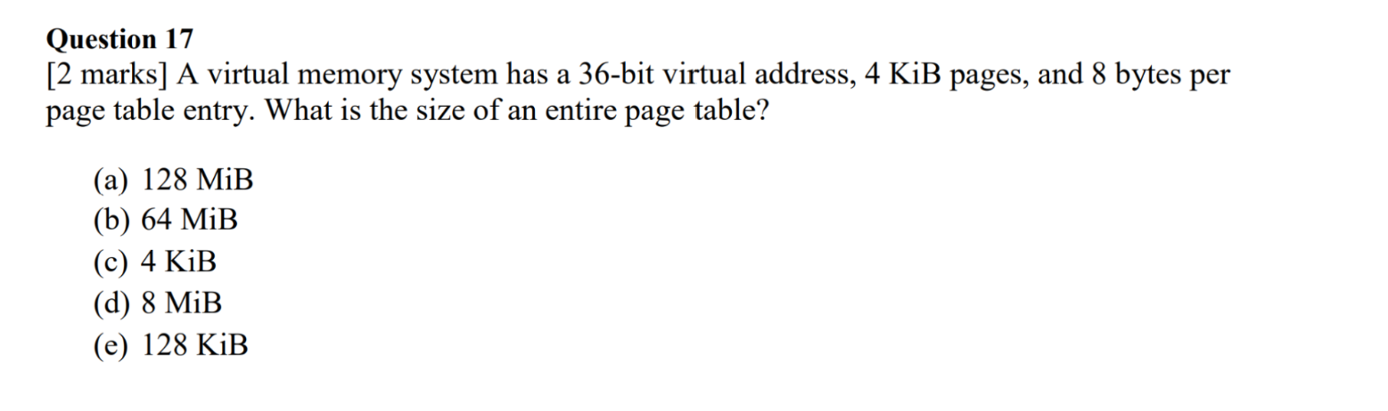 Solved Question 18 [2 marks] How many bits are required for | Chegg.com