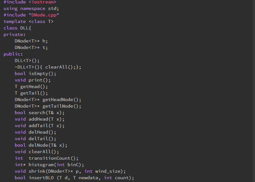 8 12 1 template class DLL; 2 3 template 4 class | Chegg.com