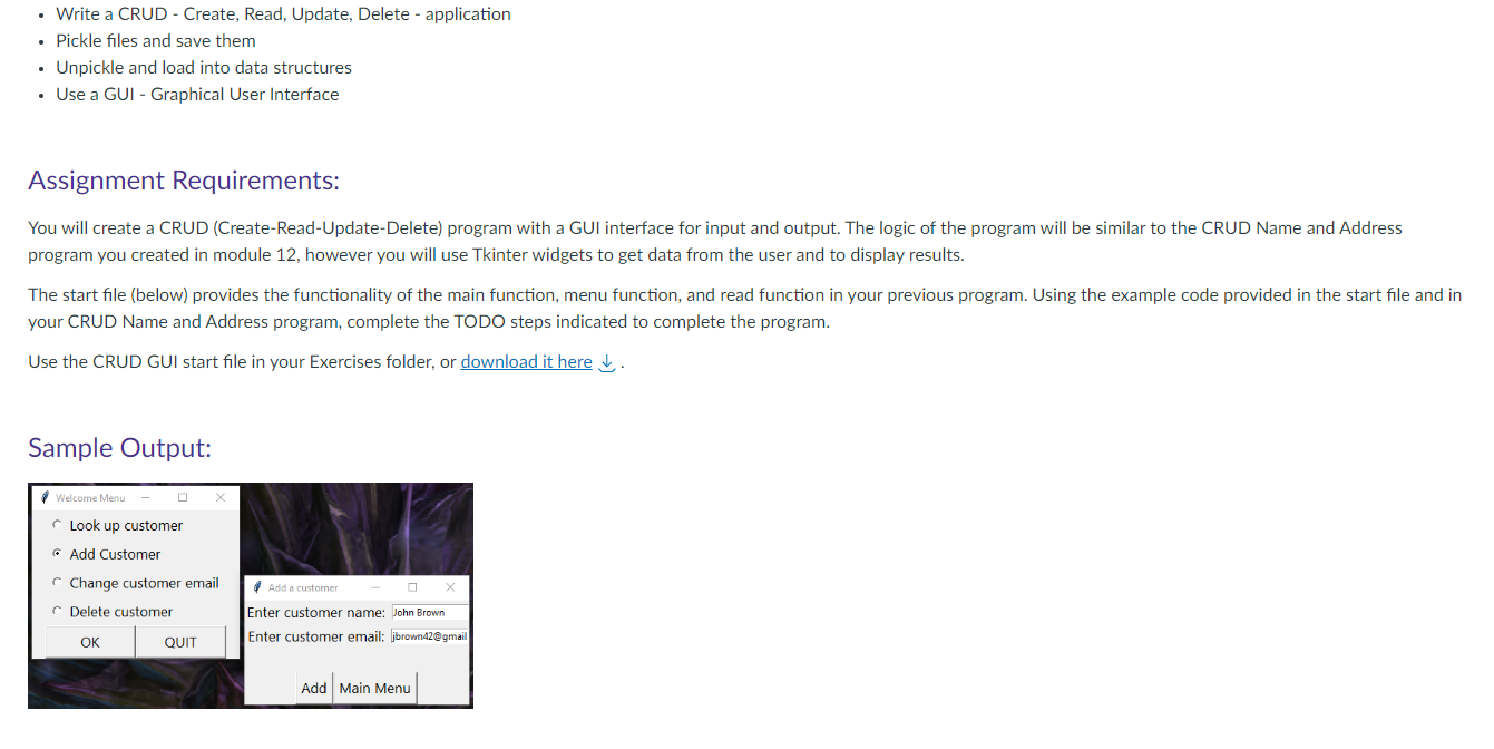 Solved The sample display is above. Below is the incomplete | Chegg.com